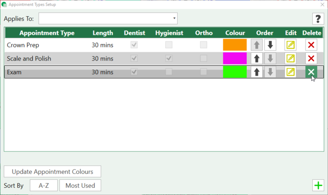 Patient Appointment Types - Pearl Dental Software Wiki